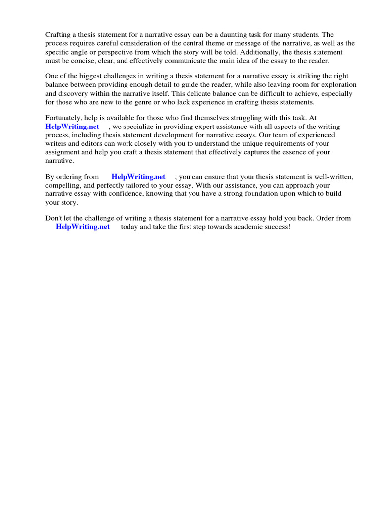 How To Write A Thesis Statement For A Narrative Essay | PDF | Essays ...