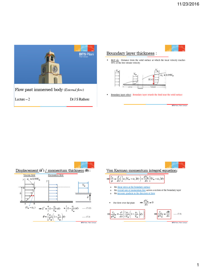 Chapter 7 External Flows Lecture 2 and 3 | PDF | Boundary Layer | Dynamics (Mechanics)