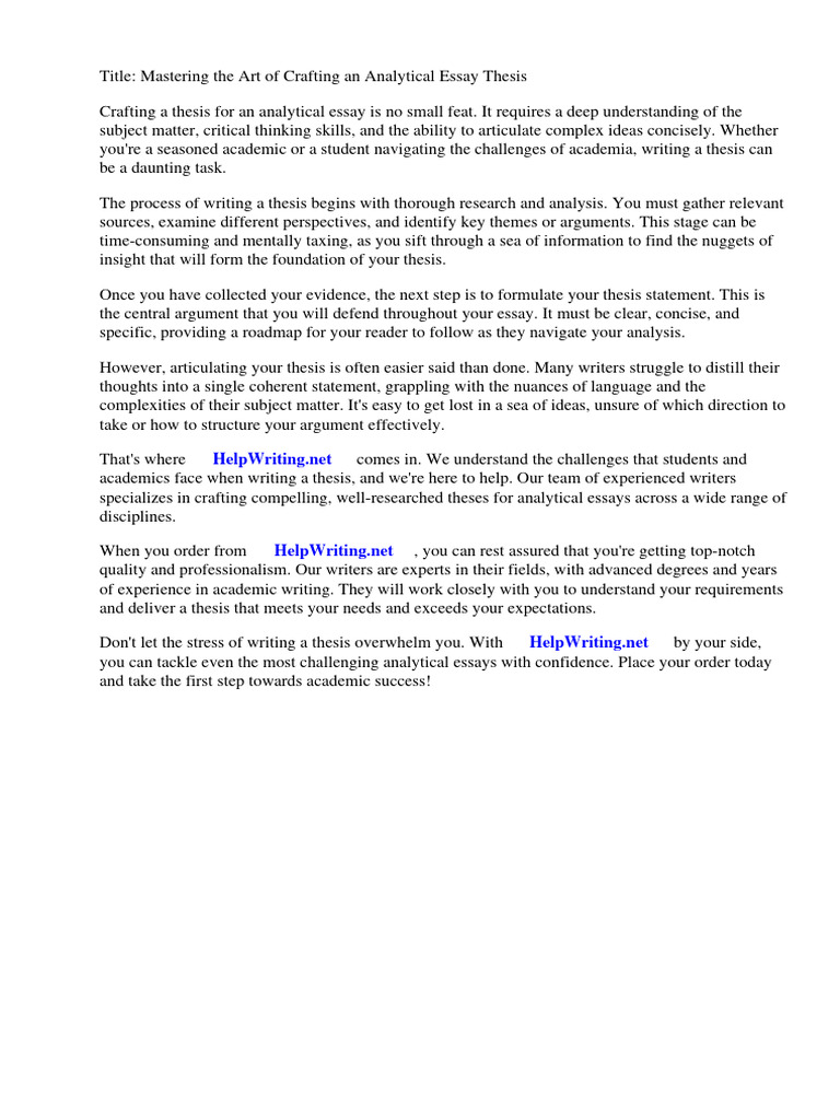 Analytical Thesis Writing Guide | PDF