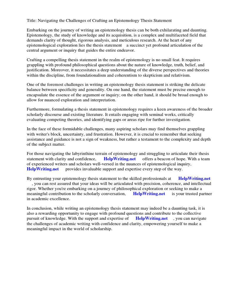 Epistemology Thesis Statement | PDF | Epistemology | Knowledge
