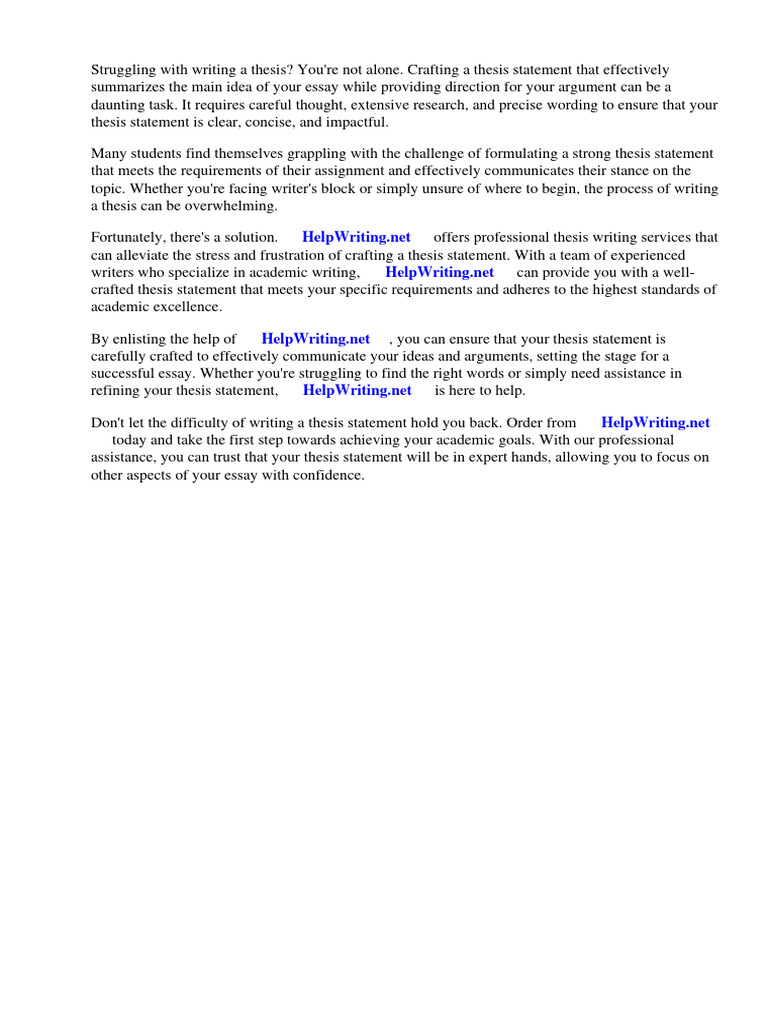 Good Thesis Statements Examples For Essays | PDF | Essays | Thesis