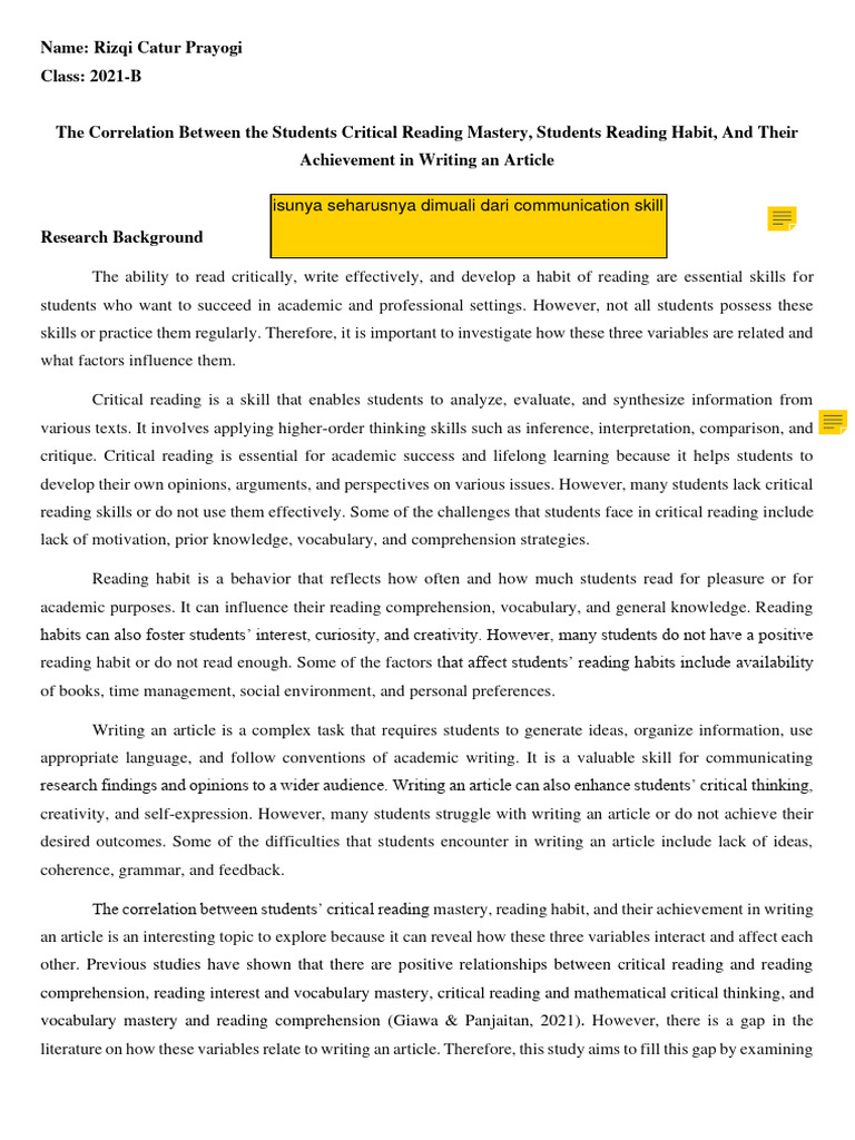 Document 1 | PDF | Reading Comprehension | Cognition