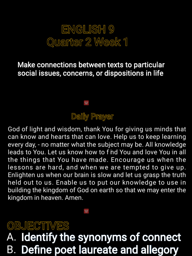 English 9 Q2W1 Crossing The Bar | PDF | Knowledge