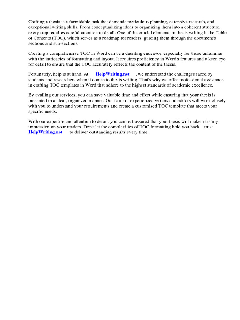 Thesis Table of Contents Template Word | PDF | Thesis | Table Of Contents