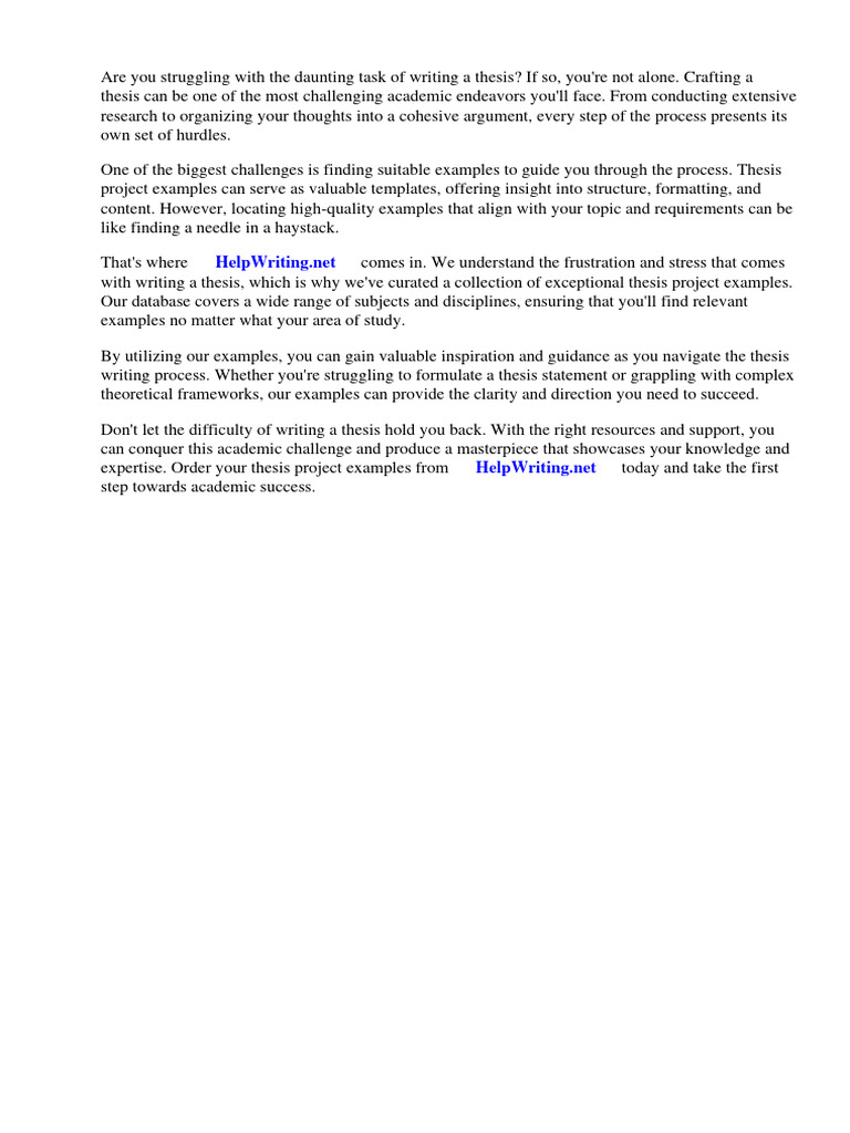 Thesis Project Examples | PDF | Thesis | Essays