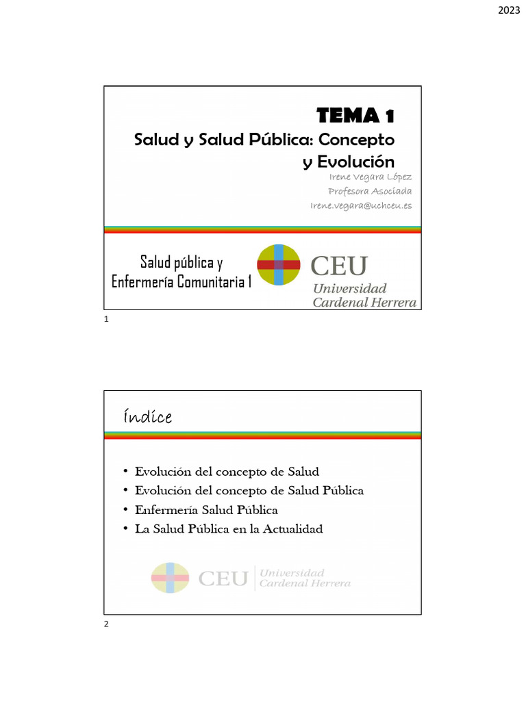 Tema 1 - Salud Publica Concepto y Evolución | PDF | Relaciones ...