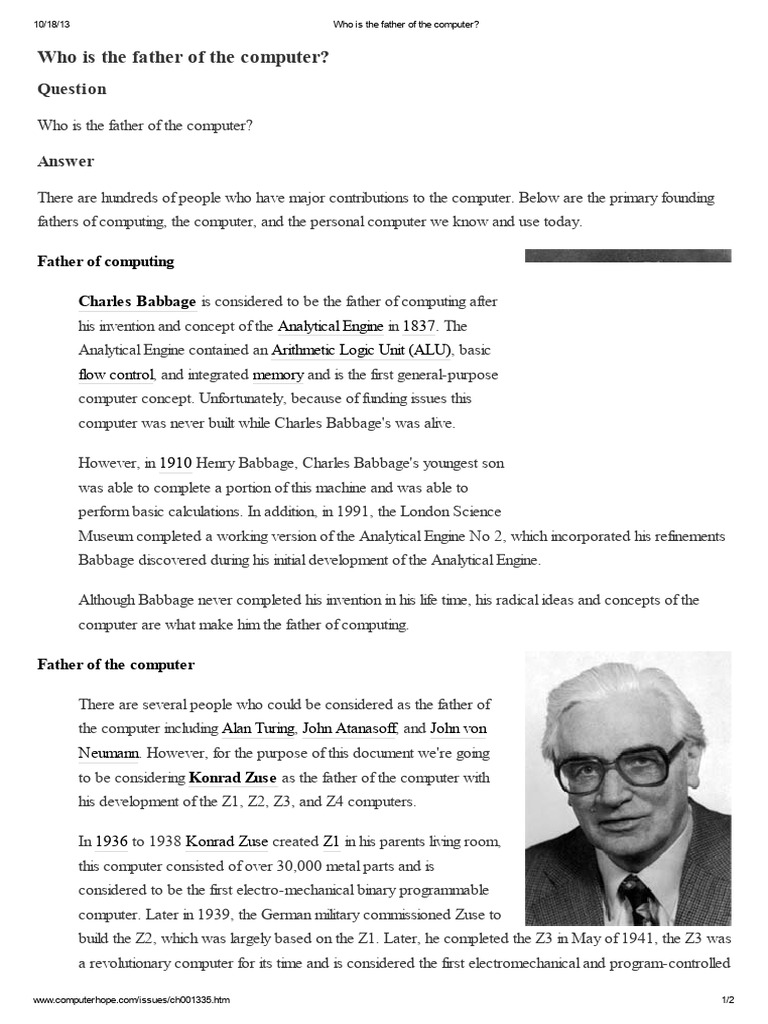 Father of Computing and Personal Computers | PDF | Manufactured Goods ...