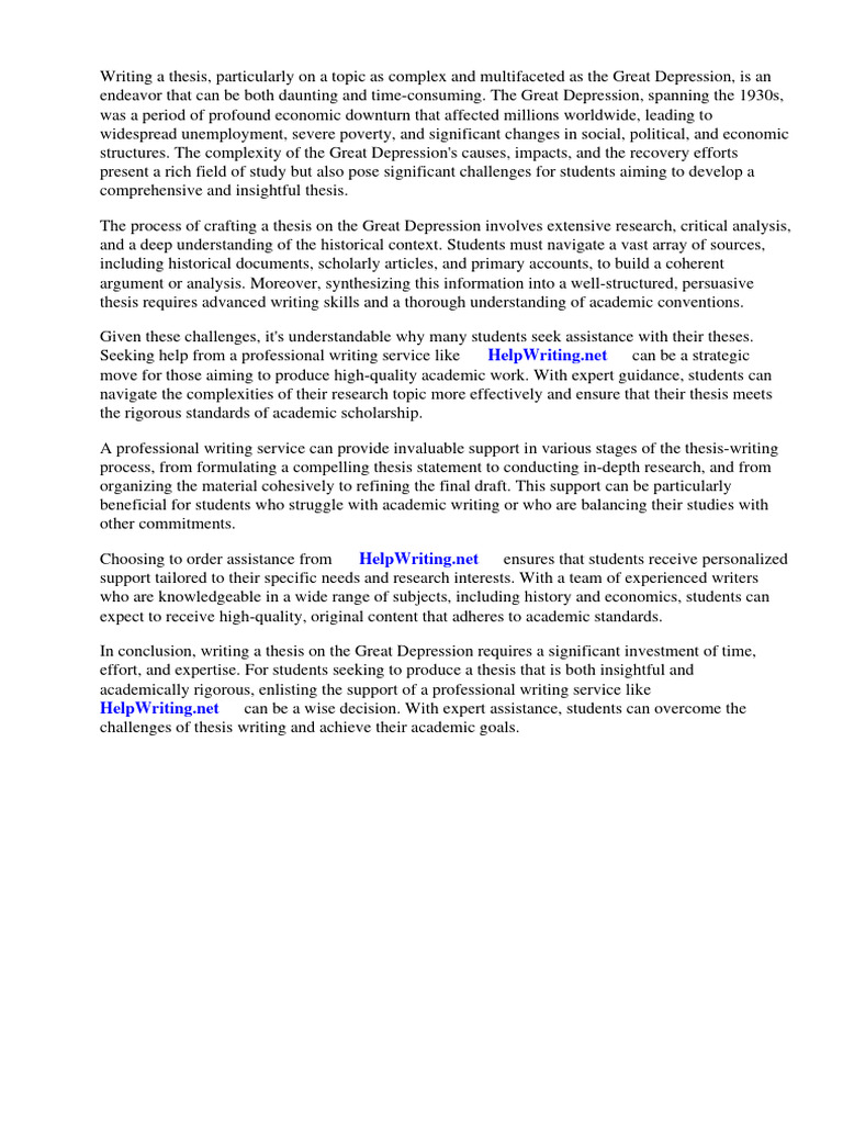 Great Depression Research Paper Thesis | PDF | Great Depression | Tariff