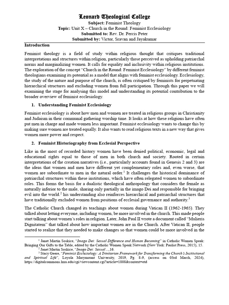 Church in The Round Feminist Ecclesiology by Victor James | PDF ...