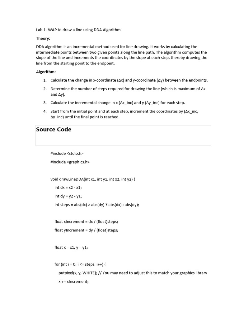 Lab Report 1 and 2, Computer Graphics BCA 5th Sem | PDF | Mathematical ... Lab Report 1 and 2, Computer Graphics BCA 5th Sem | PDF | Mathematical ...