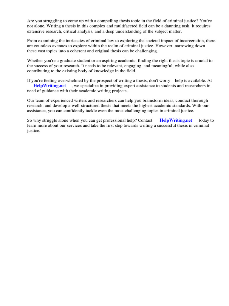 Criminal Justice Thesis Ideas | PDF | Criminal Justice | Crime & Violence