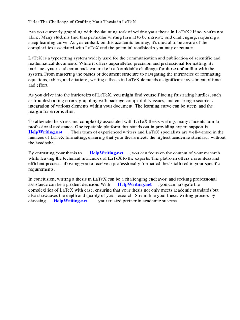 Writing Your Thesis in Latex | PDF