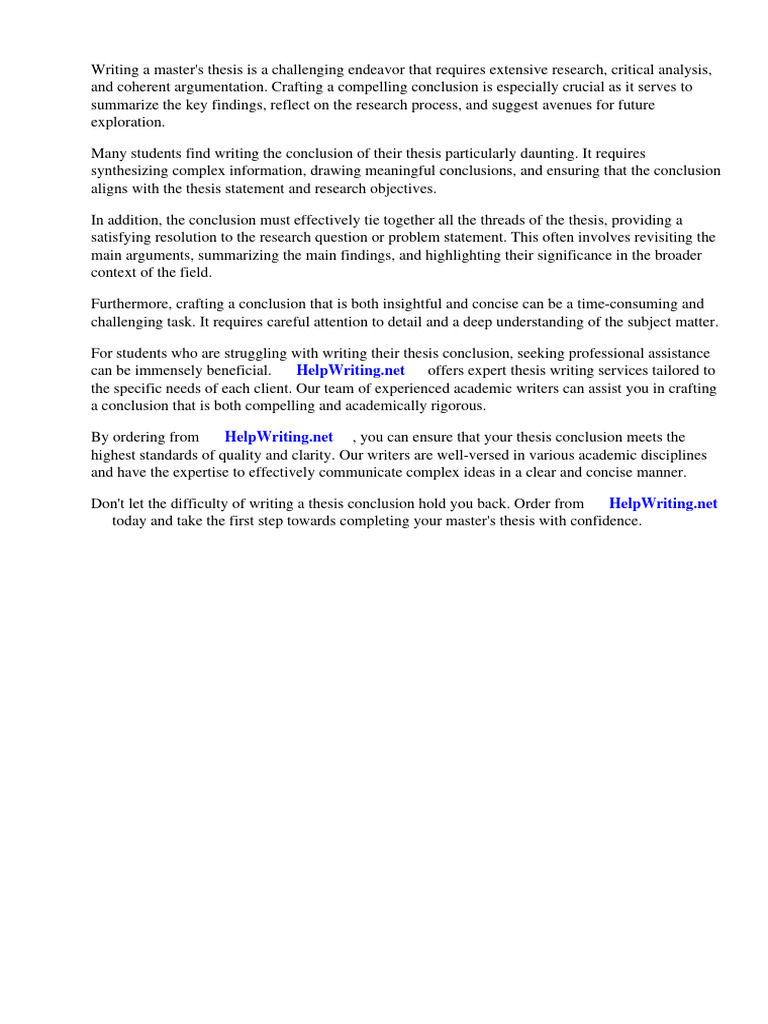 Example Conclusion Master Thesis | PDF | Essays | Thesis