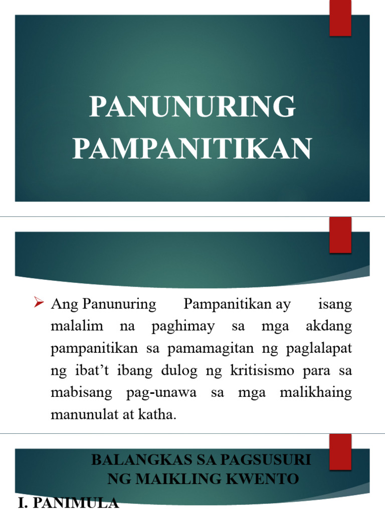 Panitikan - Teorya at Balangkas Sa Pagsusuri NG Maikling Kwento | PDF
