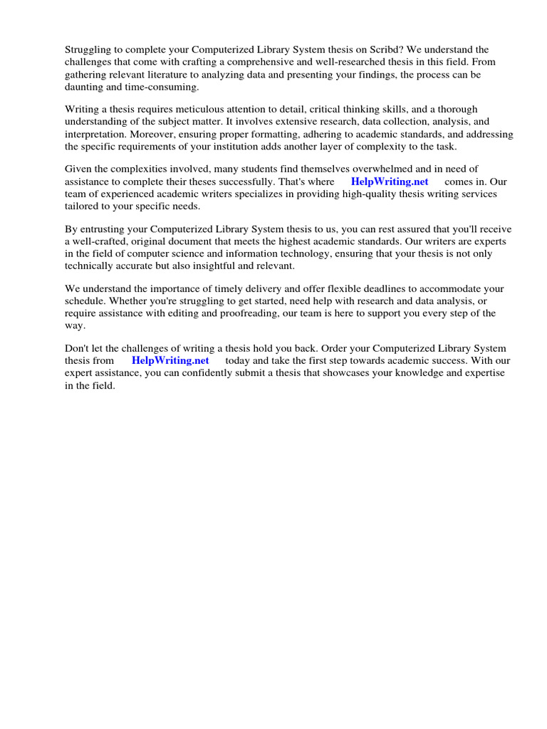 Computerized Library System Thesis Scribd | PDF | Libraries | Automation