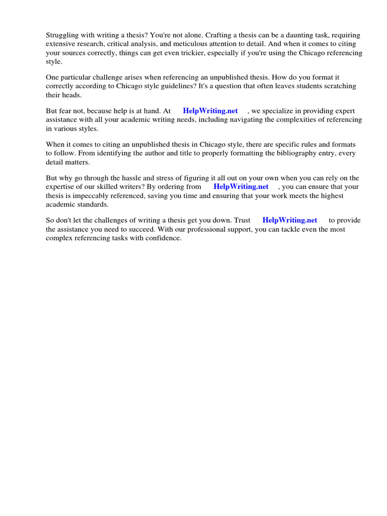 Chicago Referencing Unpublished Thesis | PDF