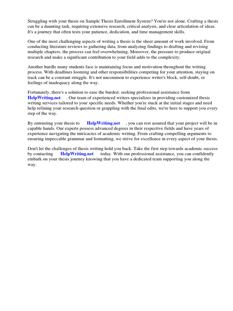 Sample Thesis Enrollment System | PDF