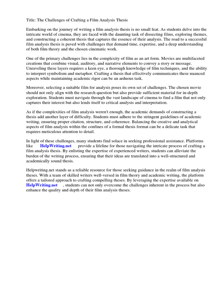 Sample Film Analysis Thesis | PDF | Essays | Thesis