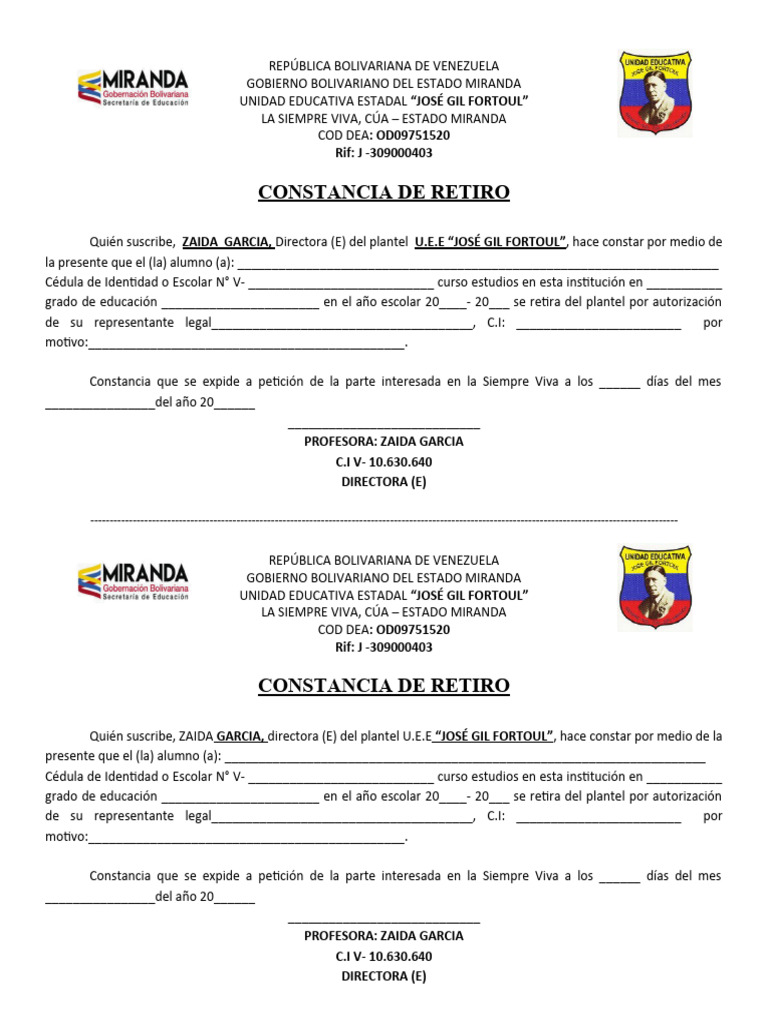 Formato de Retiro | PDF