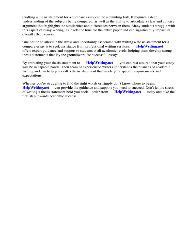 How To Write A Thesis Statement For A Compare Essay | PDF | Essays | Thesis