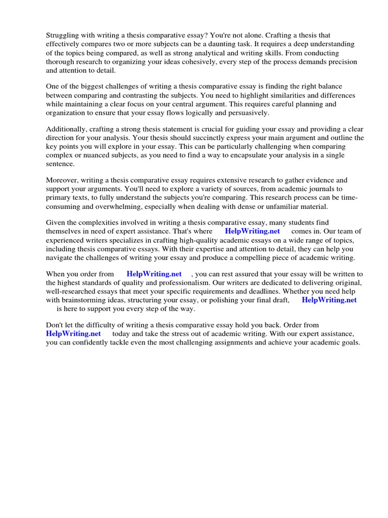 How To Write A Thesis Comparative Essay | PDF | Essays | Thesis