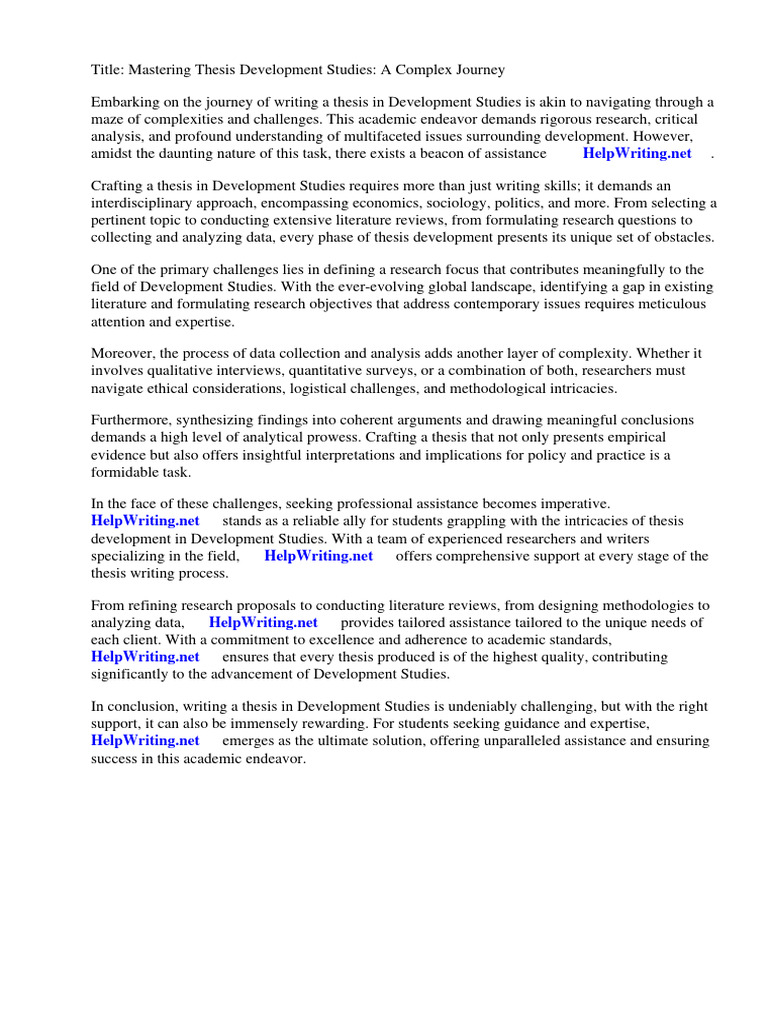 Thesis Writing in Development Studies | PDF | Methodology | Thesis