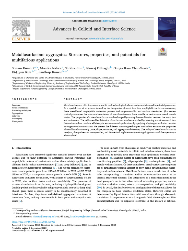Advances in Colloid and Interface Science | PDF | Surfactant ...