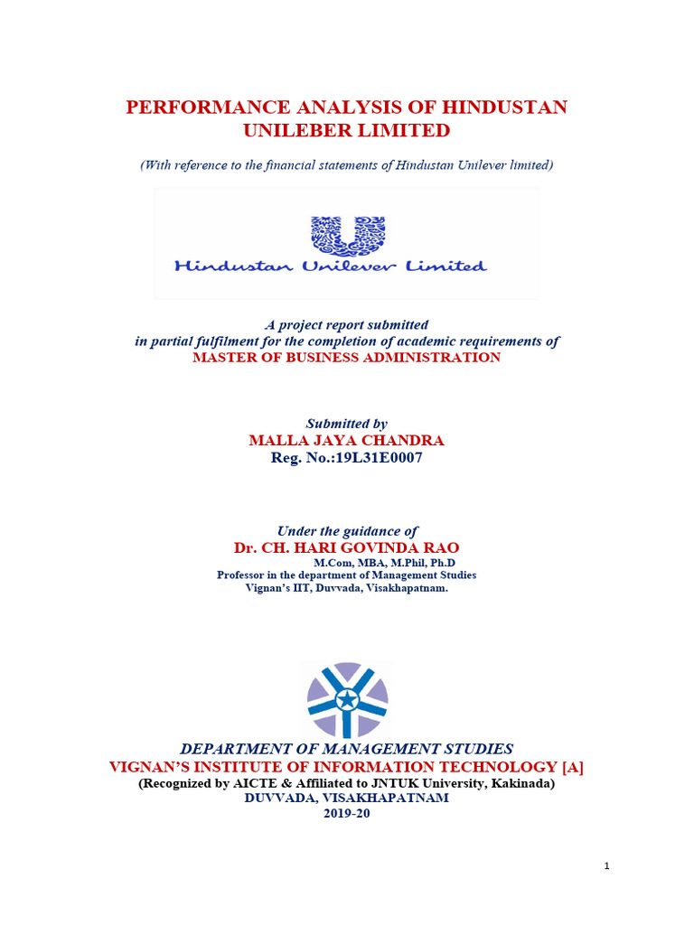 Performance Analysis of Hul - v1 27112020 | PDF | Business Economics | Economies