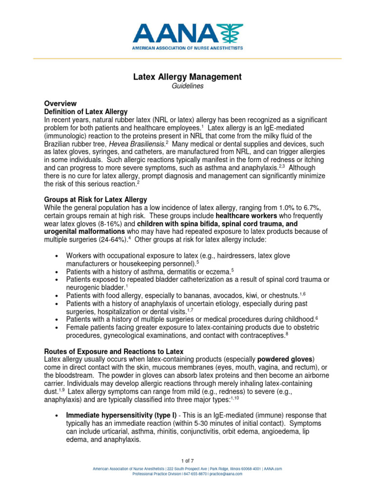 Latex Allergy Management | PDF | Allergy | Clinical Medicine
