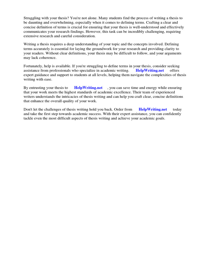 Sample of Definition of Terms in Thesis Writing | PDF | Essays | Thesis Sample of Definition of Terms in Thesis Writing | PDF | Essays | Thesis