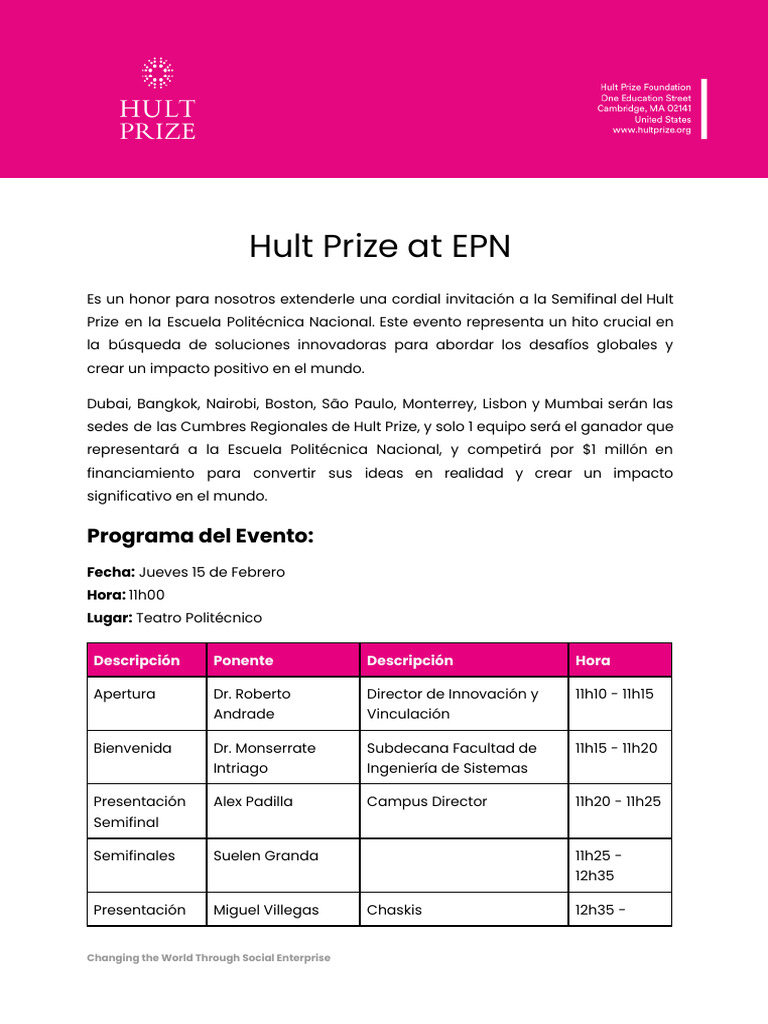 Semifinal Hult Prize en EPN | PDF