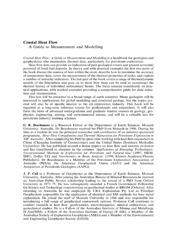 G. R. Beardsmore, J. P. Cull Crustal Heat Flow A Guide To Measurement ...