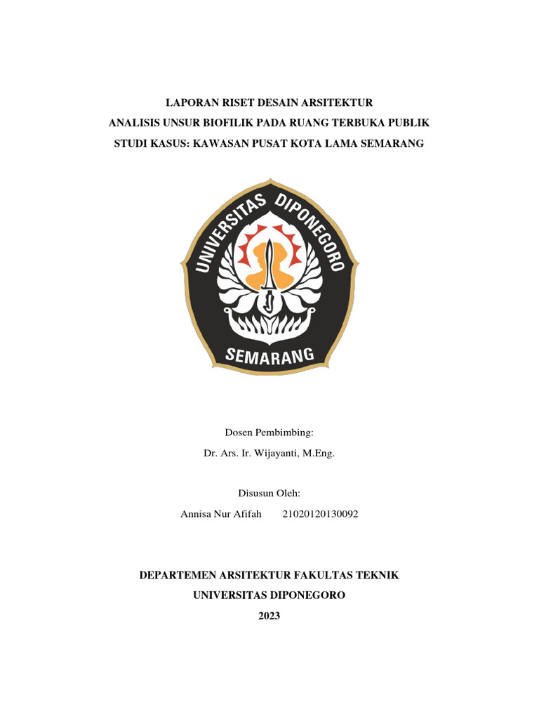 Analisis Unsur Biofilik Pada Ruang Terbuka Publik Studi Kasus: Kawasan ...