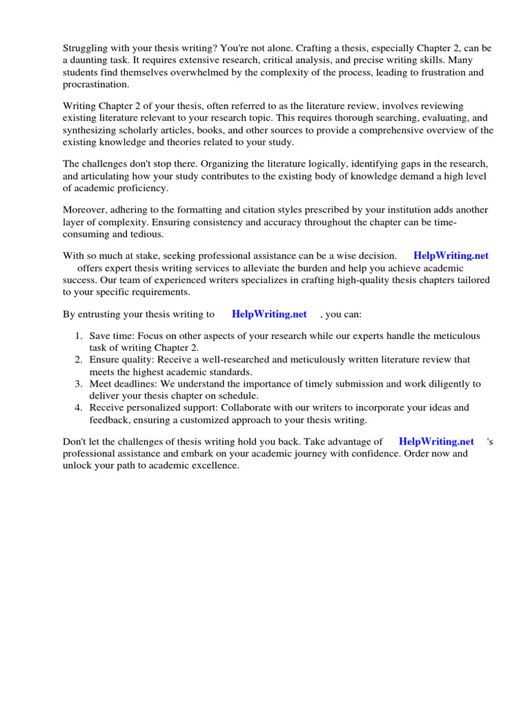 Thesis Writing Chapter 2 Sample | PDF