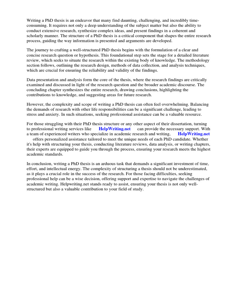 Writing A PHD Thesis Structure | PDF