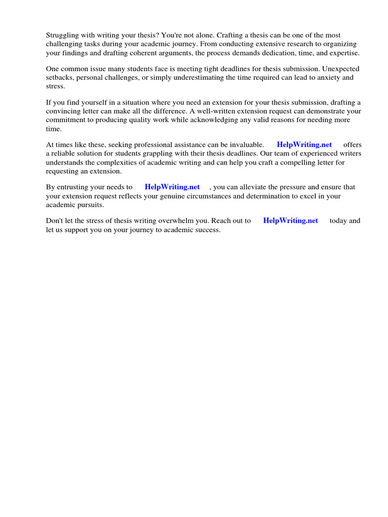 Sample Letter For Extension For Thesis Submission | PDF | Thesis ...