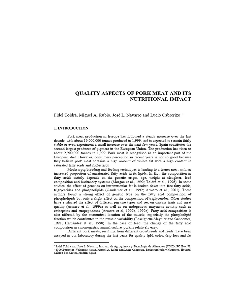 Quality of pork meat | PDF