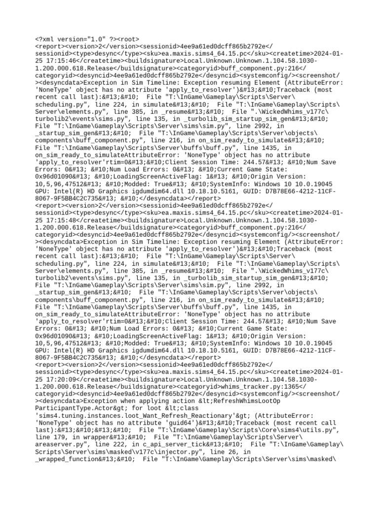 Sims 4 Desync Error Reports Analysis | PDF | Graphics Processing Unit | Microsoft Windows