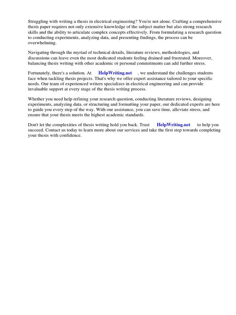 Sample Thesis Paper For Electrical Engineering | PDF
