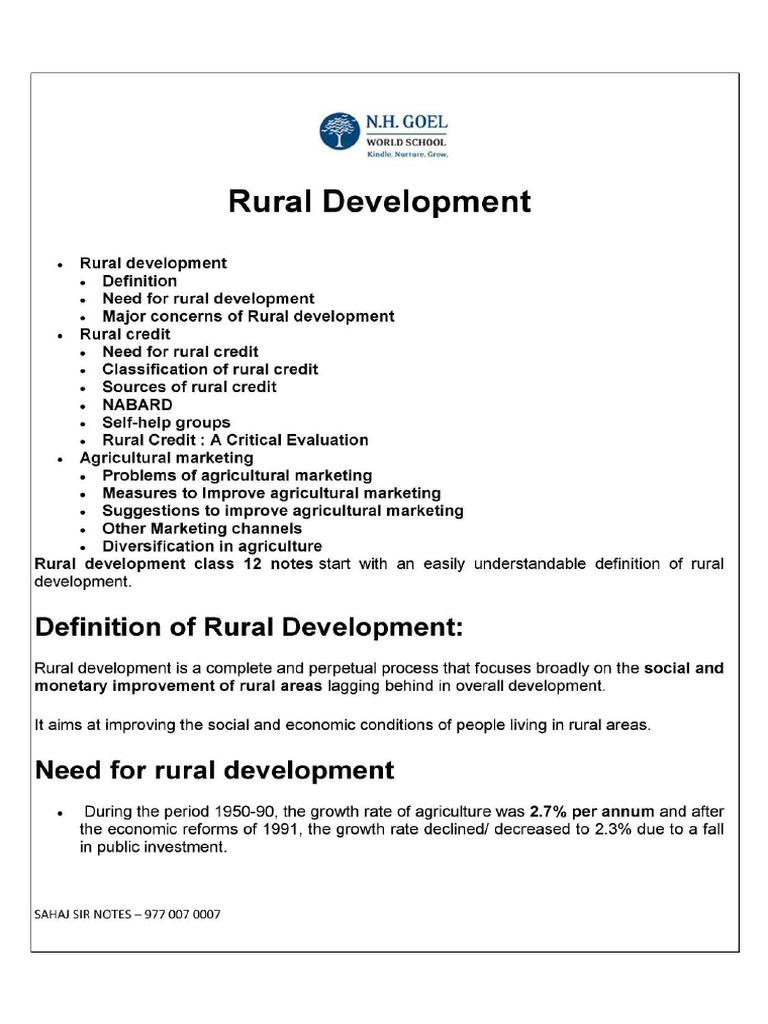 Rural Development IED - 1 | PDF