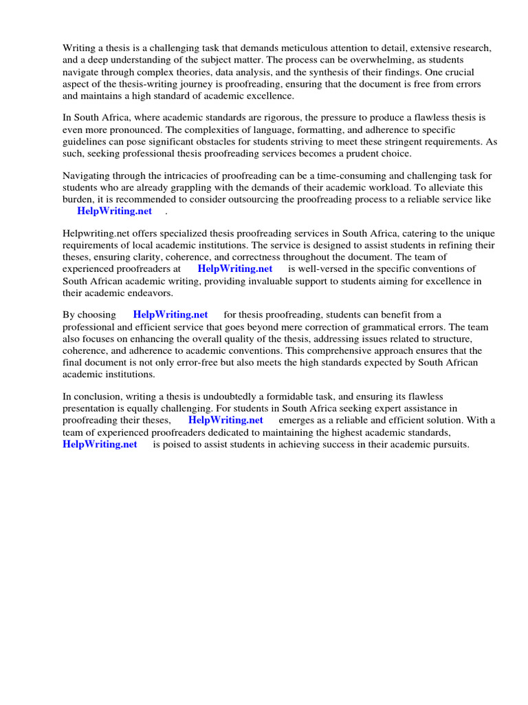 Thesis Proofreading South Africa | PDF | Proofreading | Editing