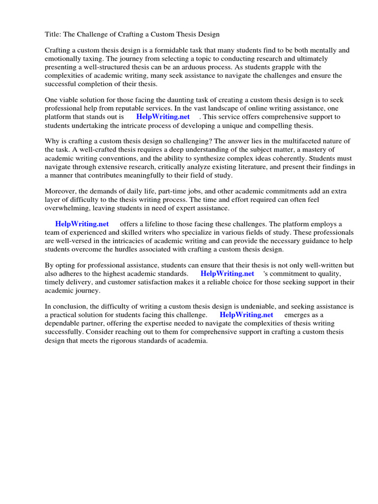 Custom Thesis Design | PDF | Thesis | Essays
