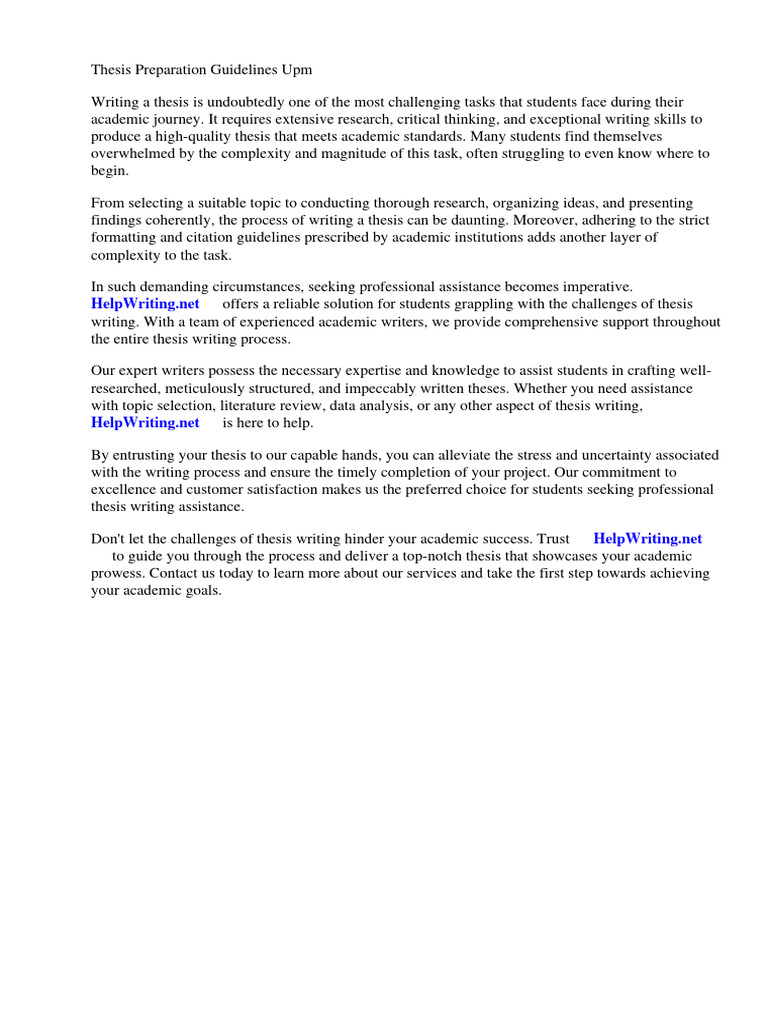 Thesis Preparation Guidelines Upm | PDF | Thesis | Human Communication