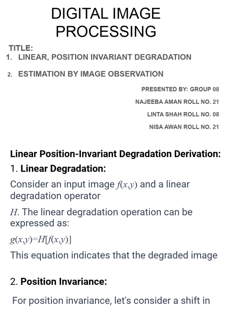 DIP PRESENTATION | PDF | Linearity | Computer Vision