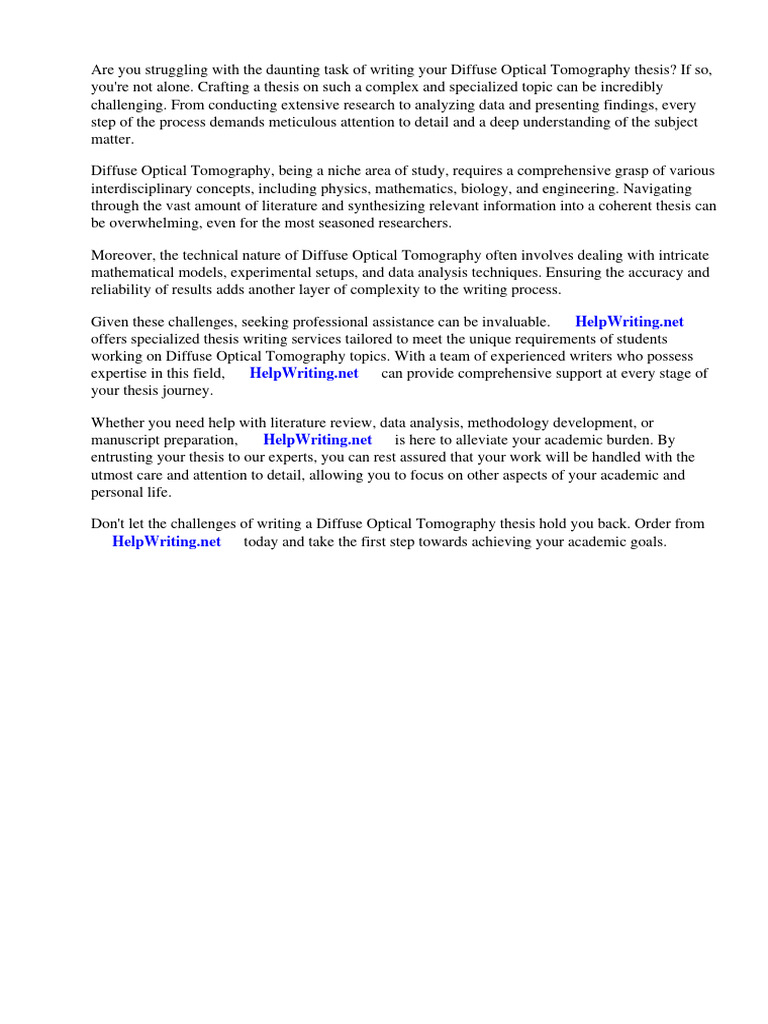 Diffuse Optical Tomography Thesis | PDF | Medical Imaging | Optics