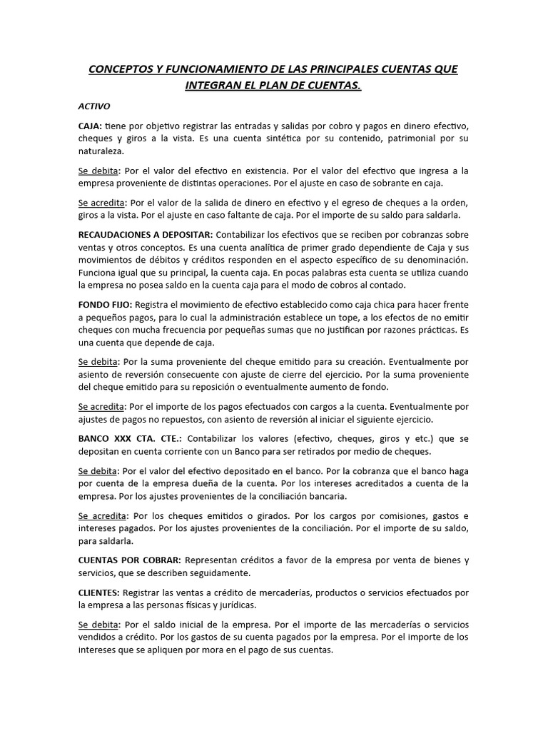 Definicion de Cuentas | PDF | Bancos | Cheque