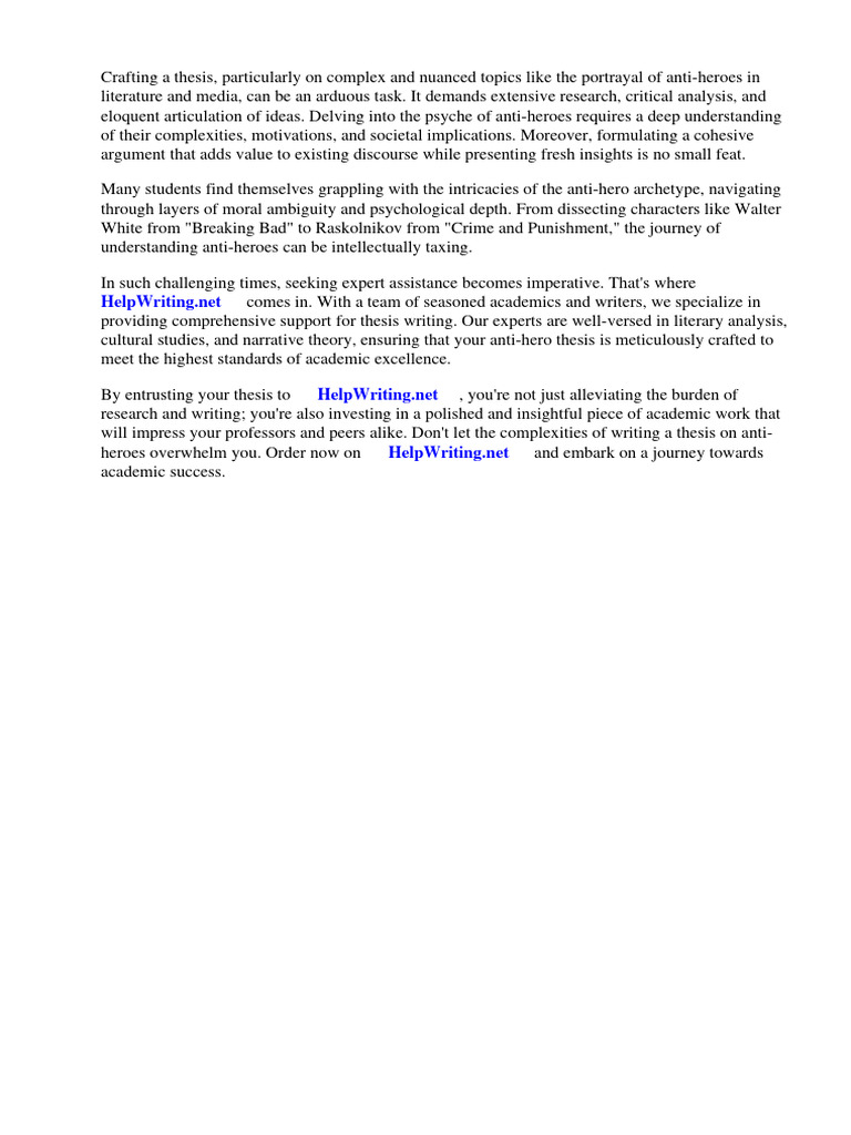 Anti Hero Thesis | PDF