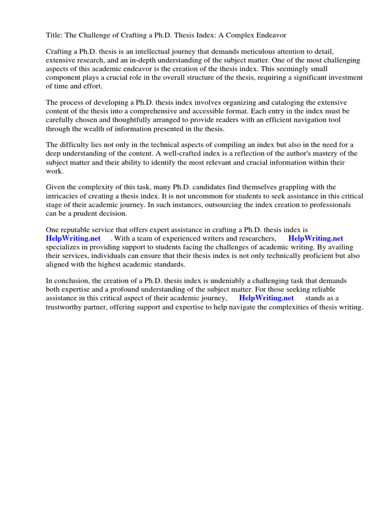 PHD Thesis Index Sample | PDF | Thesis | Doctor Of Philosophy