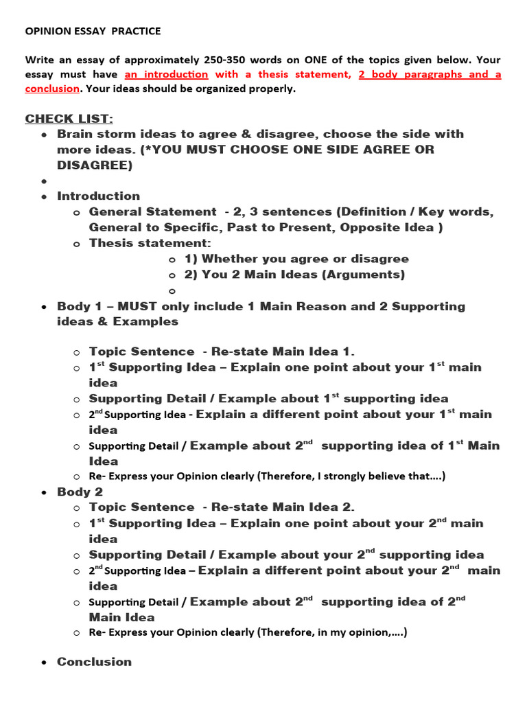 Opinion Essay Writing Guide | PDF | Essays | Thesis