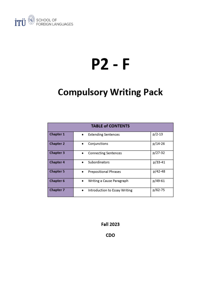 P2-F Compulsory Writing Pack (1) | PDF | Subject (Grammar) | Adverb